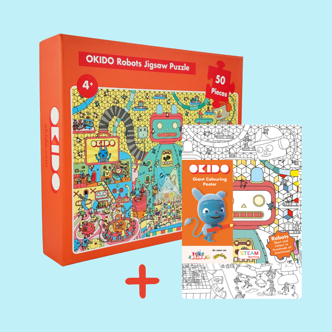 OKIDO Robots Puzzle and Colouring Activity Bundle – Okido
